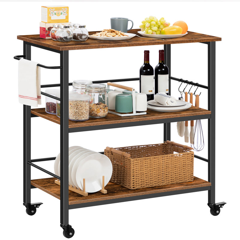 17 Stories Kadeshia 38.2" Rolling Kitchen Island Cart with Storage | Wayfair